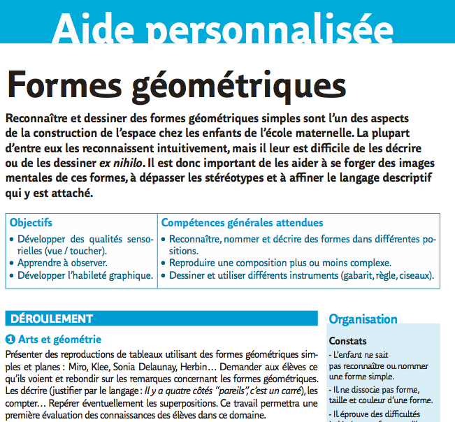 Formes géométriques - Fiche pédagogique | Editions Nathan