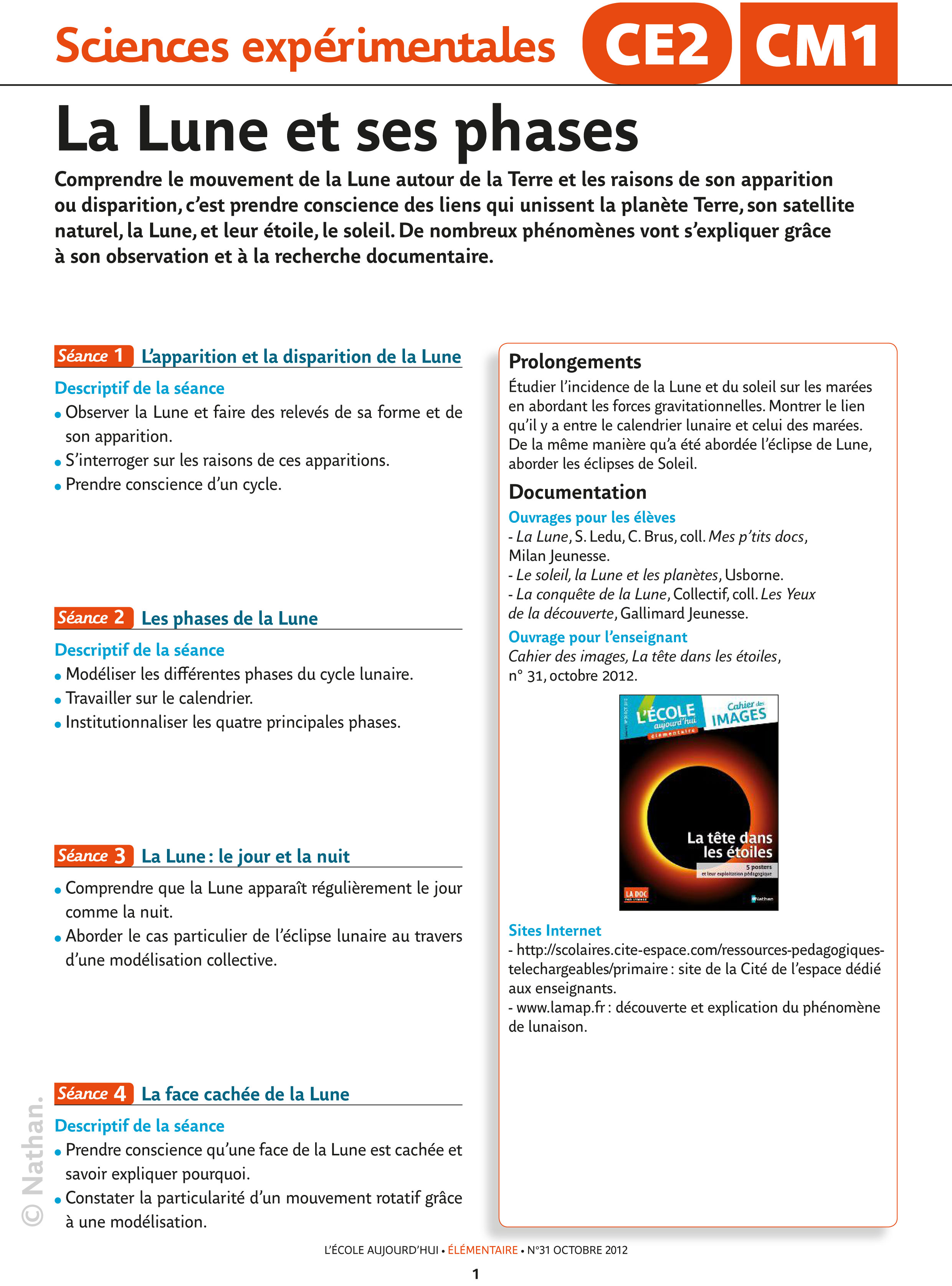 La Lune et ses phases - Fiche pédagogique | Editions Nathan