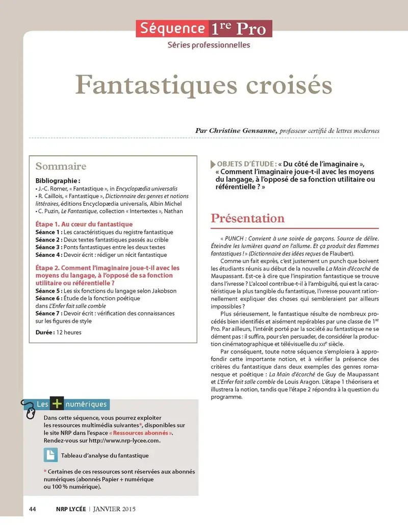 NRP Lycée - Séquence Bac Pro 1re - Fantastiques croisés - - 9782091117140 | Editions Nathan
