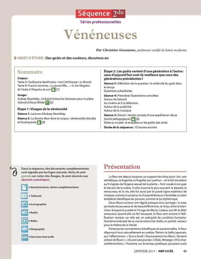 NRP Lycée - Séquence Bac Pro 2de - Vénéneuses - Janvier 2013 (Format PDF) - - 9782091116129 ...